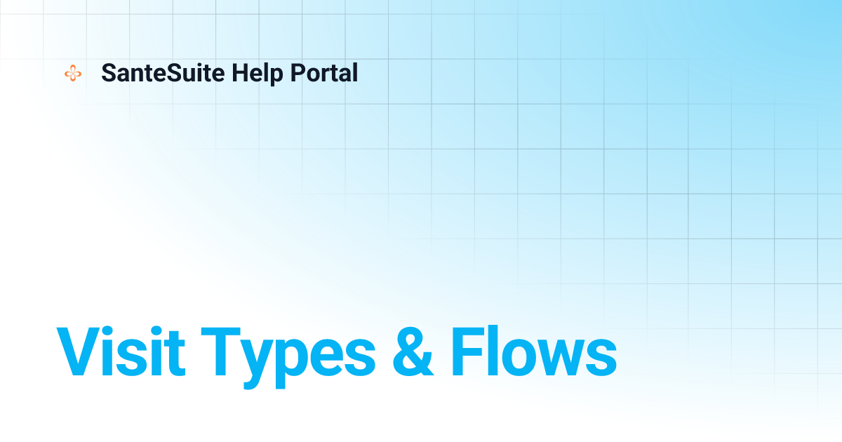 Visit Types & Flows | SanteSuite Help Portal